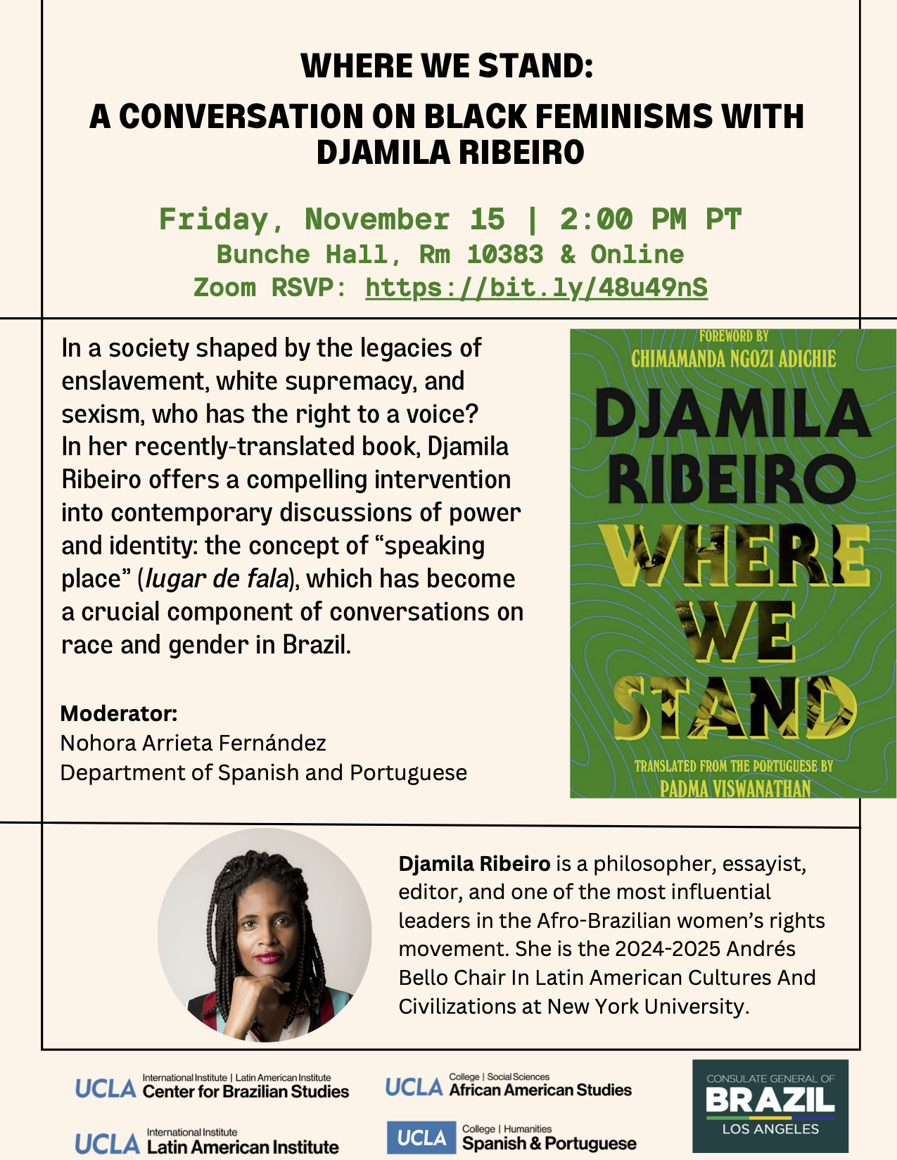 WHERE WE STAND: A Conversation On Black Feminisms with Djamila Ribeiro – UCLA Department of ...